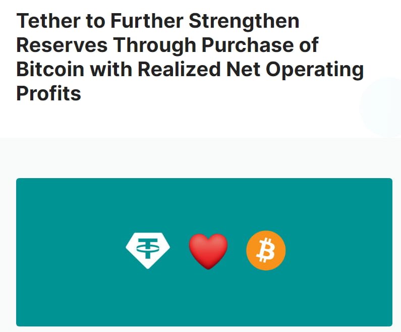 #BTC 的钢铁级定投者诞生---Tether。每月用15%的“net realized operating prof | Mini ...