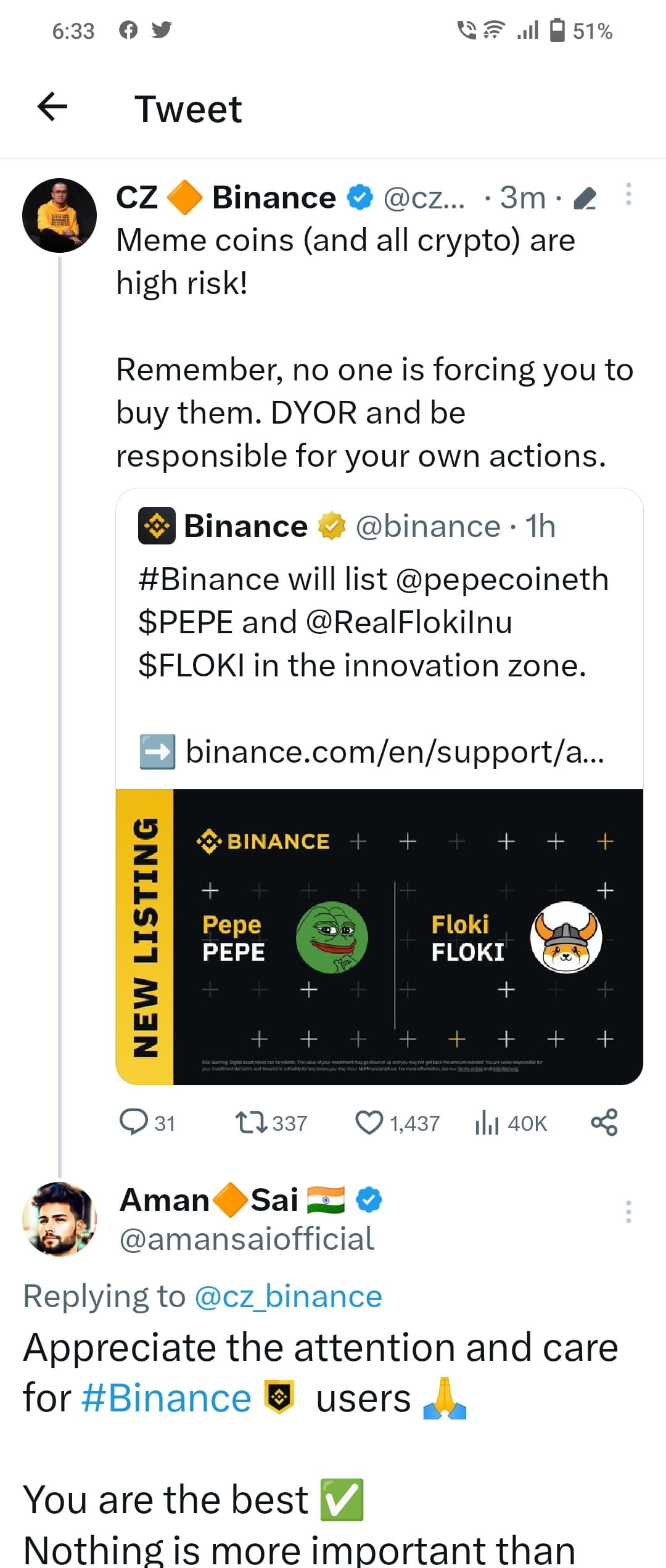 Appreciate the attention and care for #Binance users 🙏 Yo | Aman Sai on Binance Square