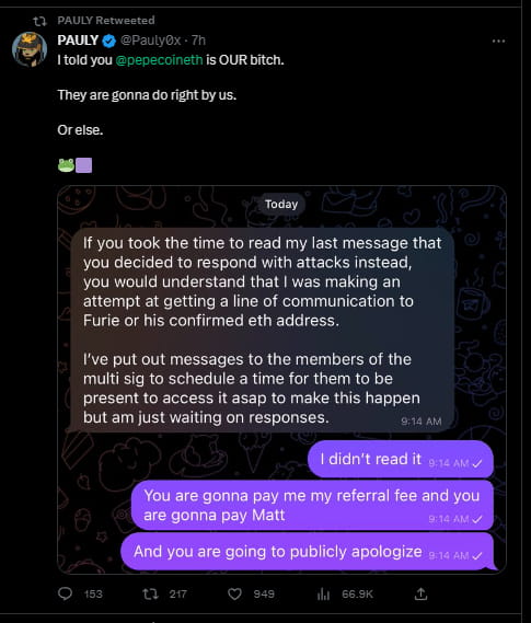 Pauly0x who raises more than $1.5 million from “yougetnothing.eth” Stated that is Creating a ...