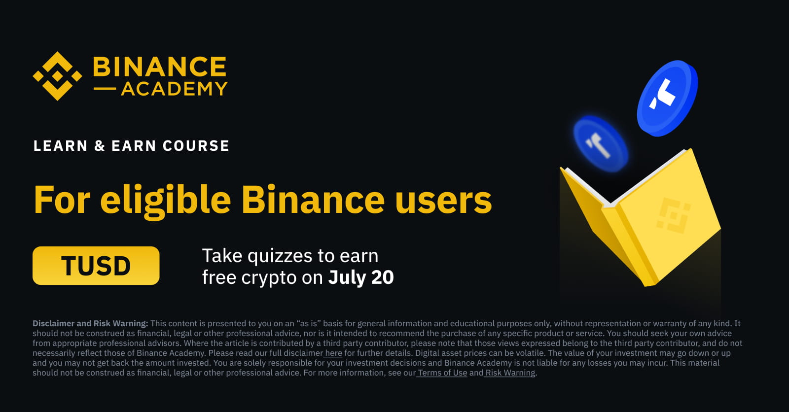 ICYMI: Our new #TUSD Learn & Earn has started! Gain knowle | Binance Academy on Binance Square