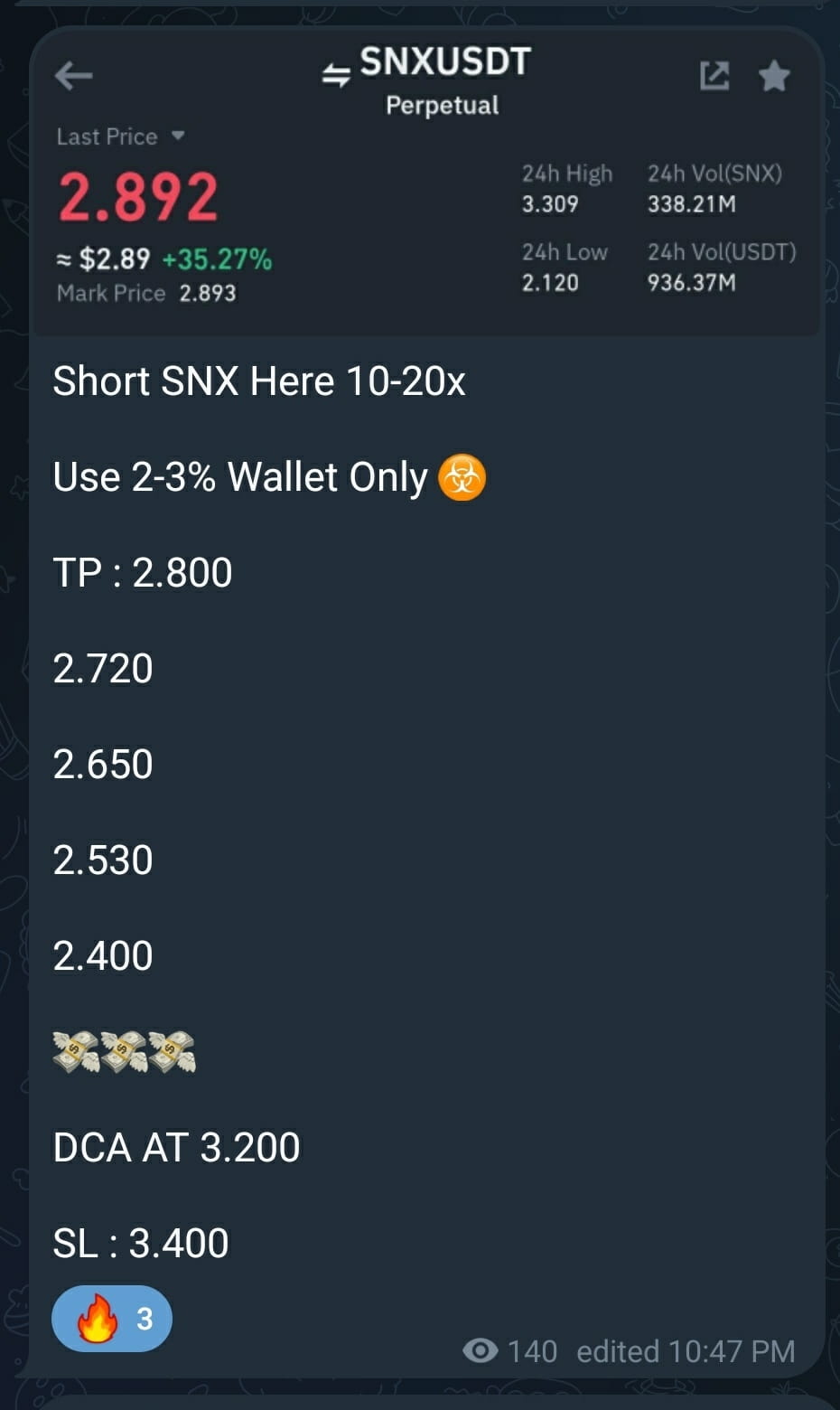 #SNX/USDT /USDT Take-profit target 3 Price: 2.620 Profit: | edbitcrypto on Binance Square