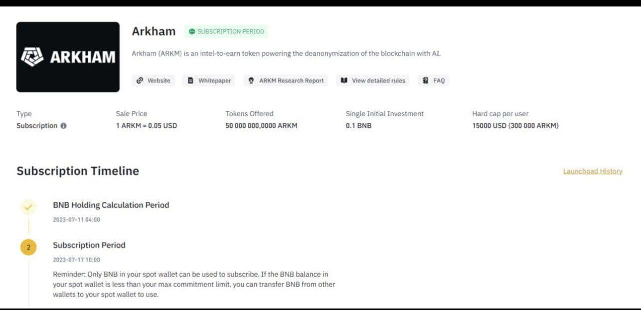 🟠 Subscription for the Arkham (ARKM) token sale on Binance | Newton ...