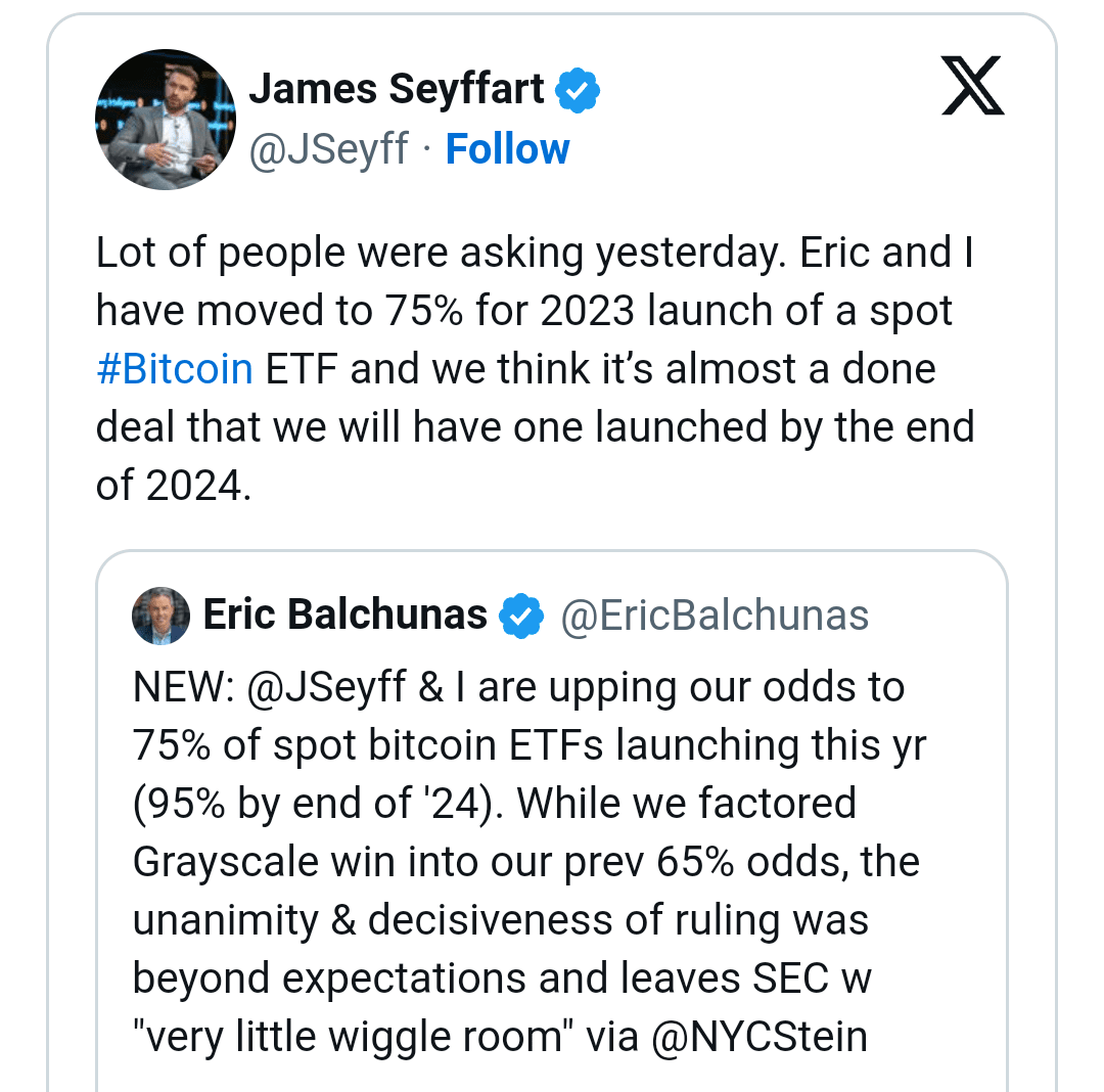 ETF Analysts: Spot Bitcoin ETFs 75% to Get SEC Approval in 2 | BoringNetizen on Binance Square
