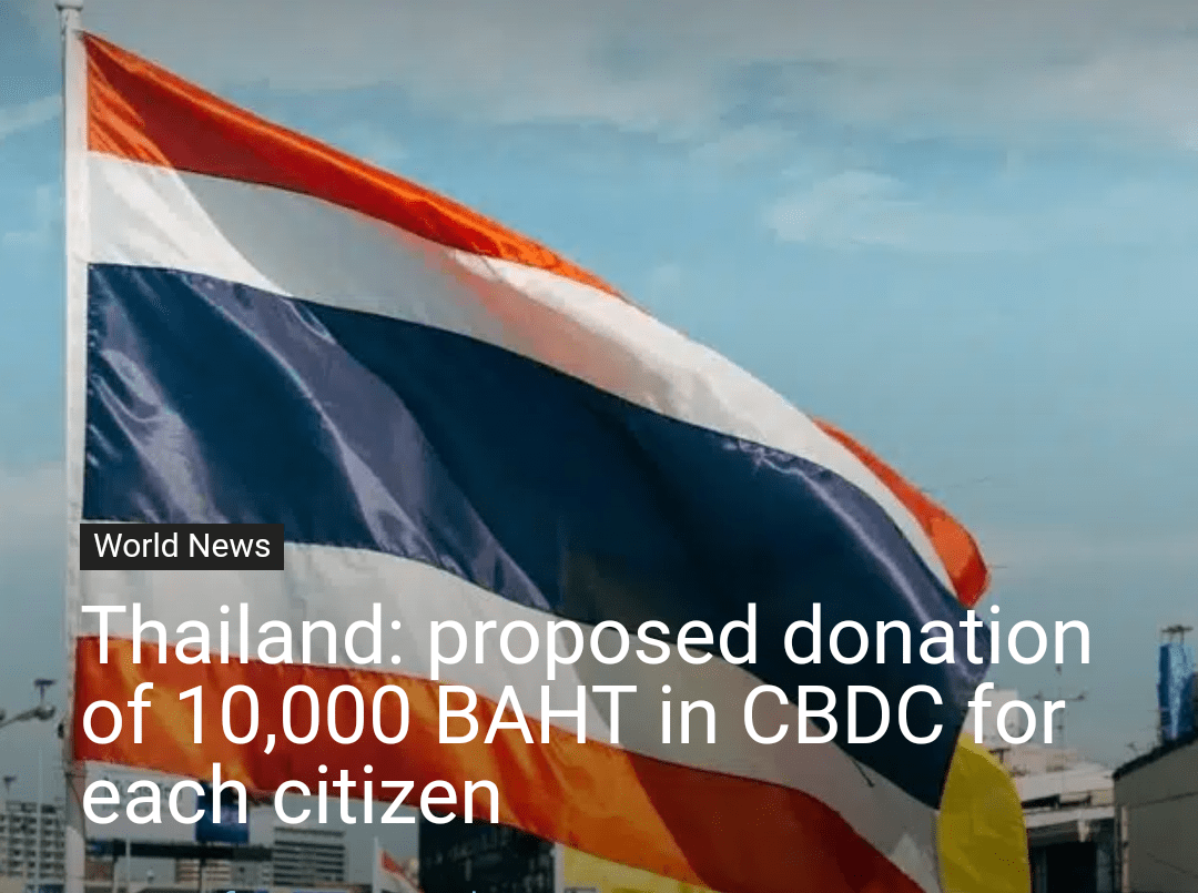 Thailand: proposed donation of 10,000 BAHT in CBDC for each ...