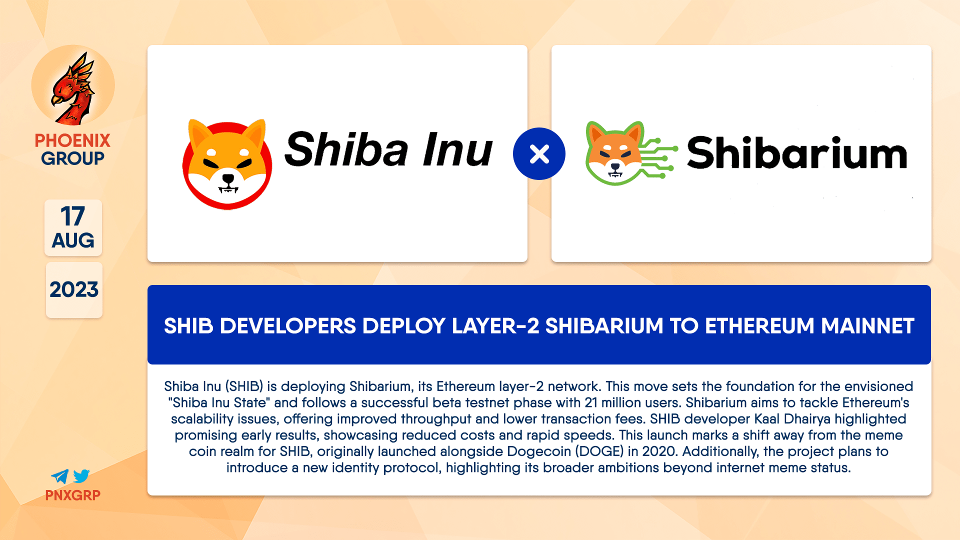 SHIB Developers Deploy Layer-2 Shibarium to Ethereum Mainnet | Phoenix Group on Binance Square