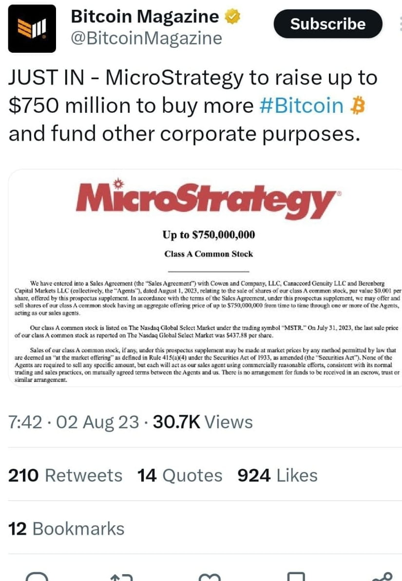JUST IN-MicroStrategy to raise up to750$ Million to buy more | Crypto_Gold7 on Binance Square