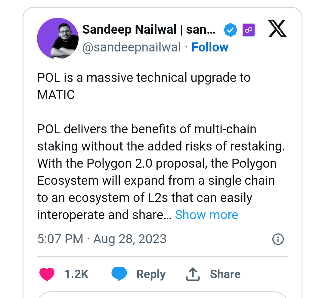 Polygon Founder Unveils Massive Technical Upgrade to MATIC W ...