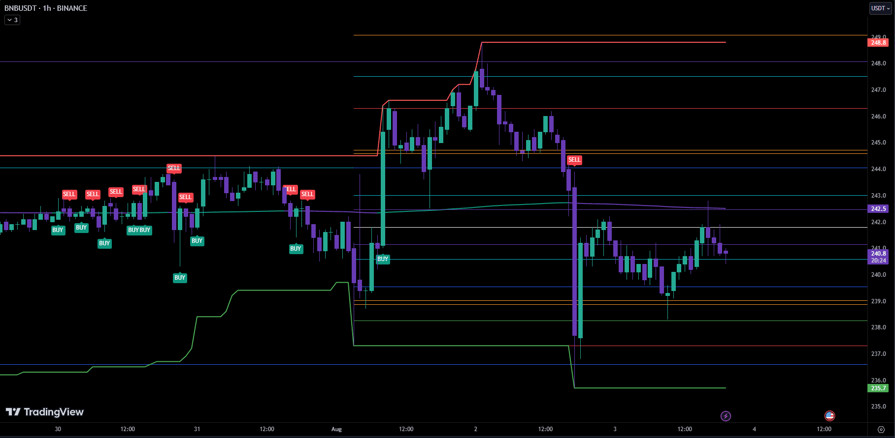 #BNB 1h Possible target for now IMO Update 👌💪🤓 $243 N | sailortrades on ...