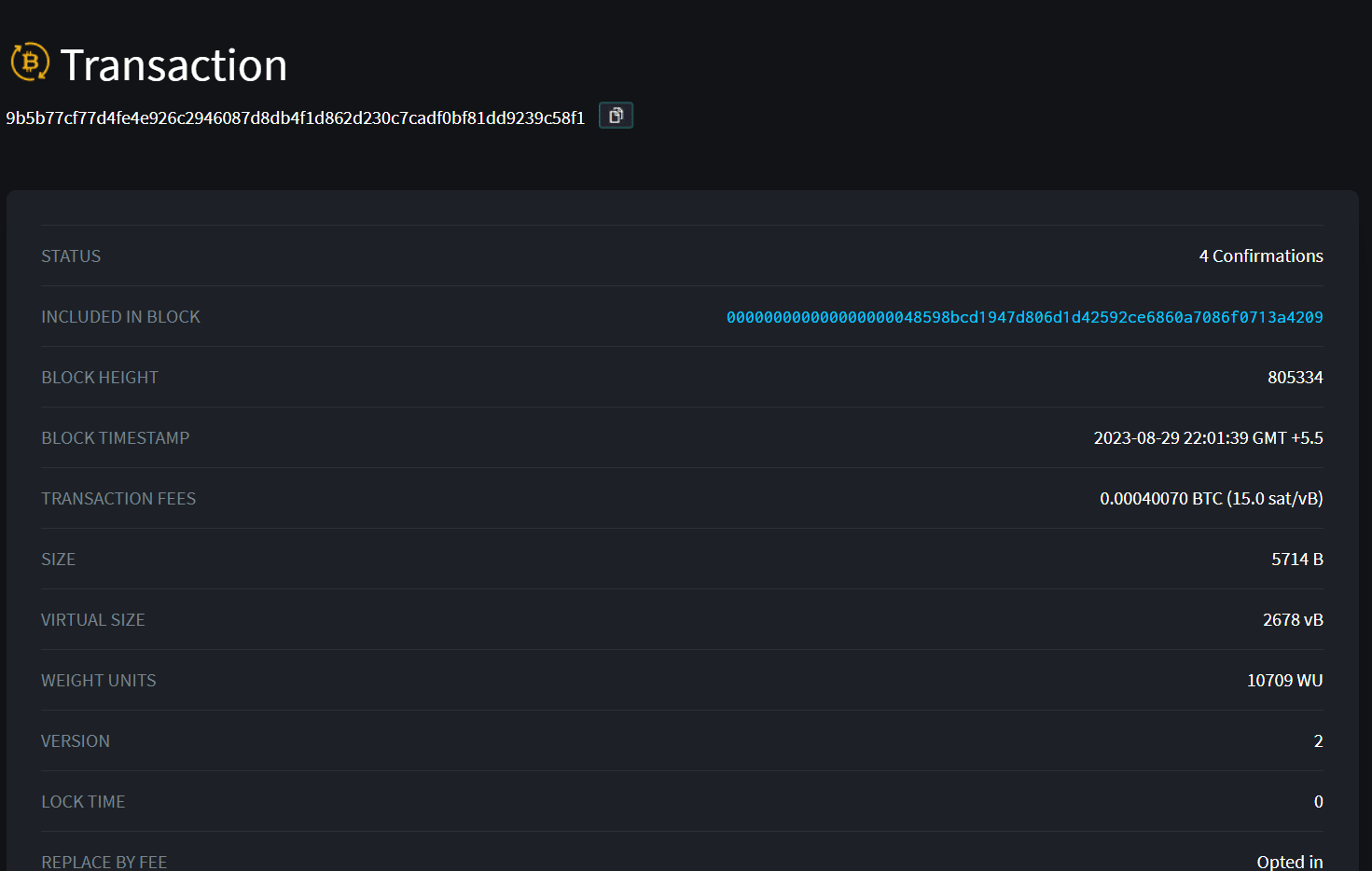 "Significant #Bitcoin Transfer of 805 $BTC (Valued at $22,4 ...