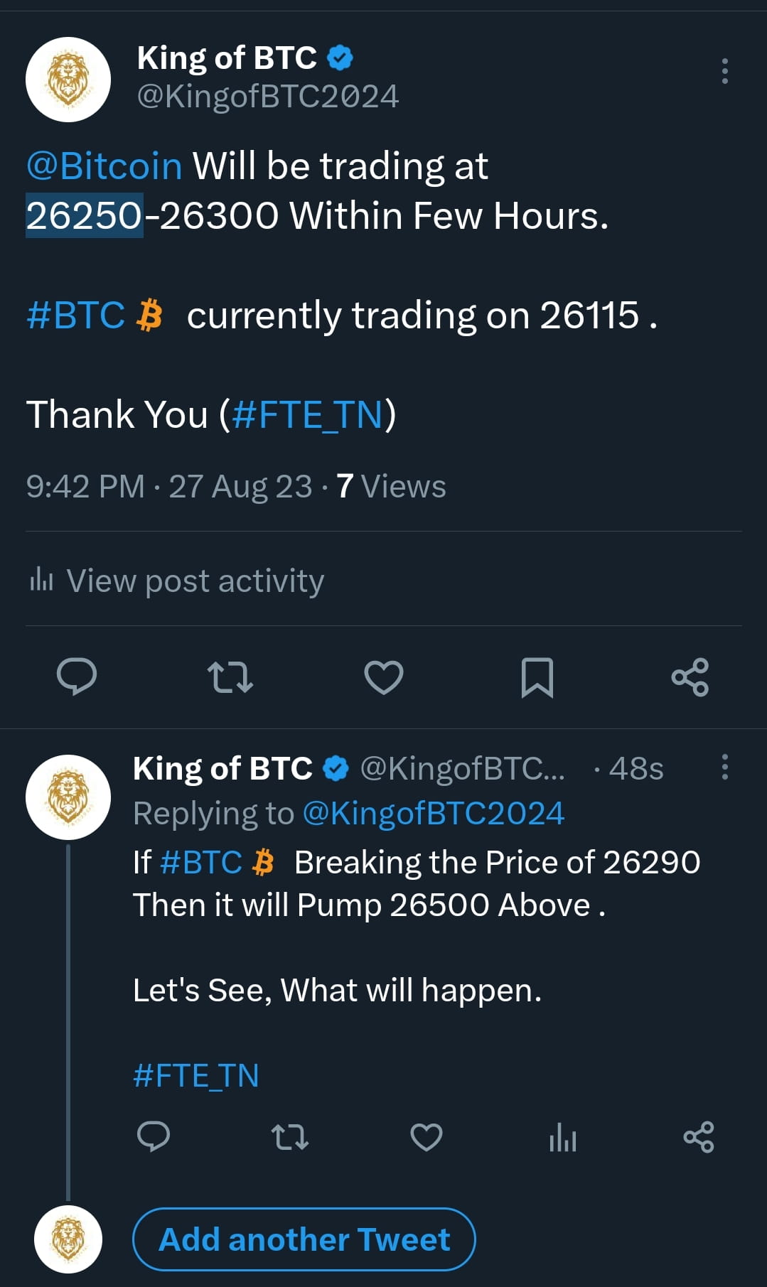 #BTC Latest Update : Already Provided BTC Update In X . Ch | King of ...