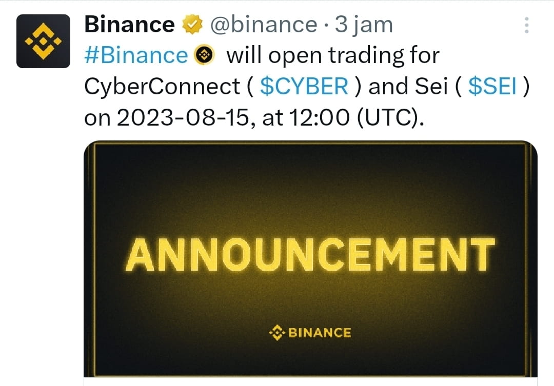 Note the time, date and time cyber & sei listing | Forum Crypto Indonesia on Binance Square