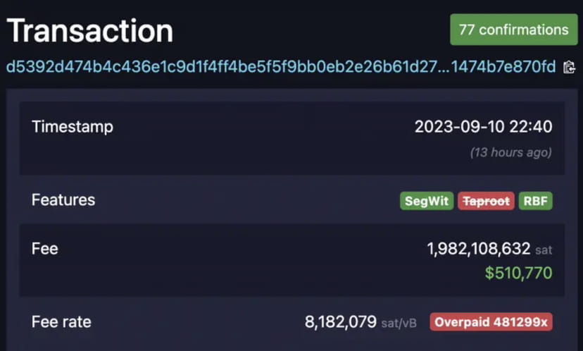 Bitcoin User Overpays by $500,000 for a 0.074 BTC Transfer | AB LLC on ...