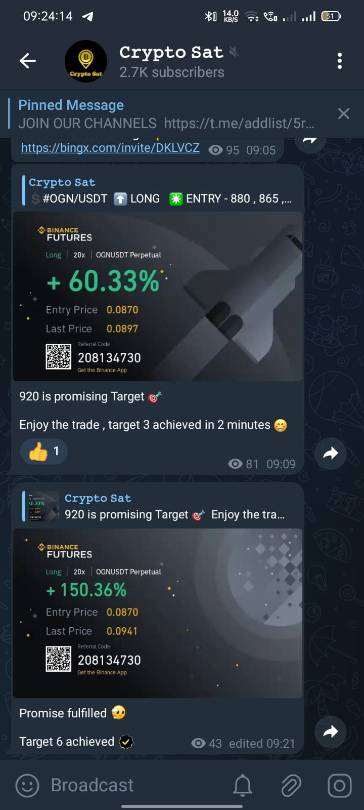 Promise fulfilled 🍸 Target 7 achieved $OGN $PERP $TRB | Crypto Sat on ...