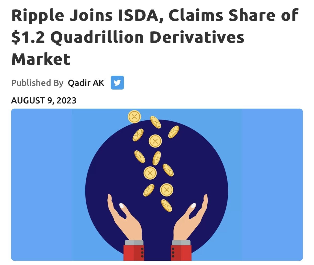 🚨BREAKING: #Ripple Joins ISDA, Claims Share of $1.2 Quadril | crypto ...