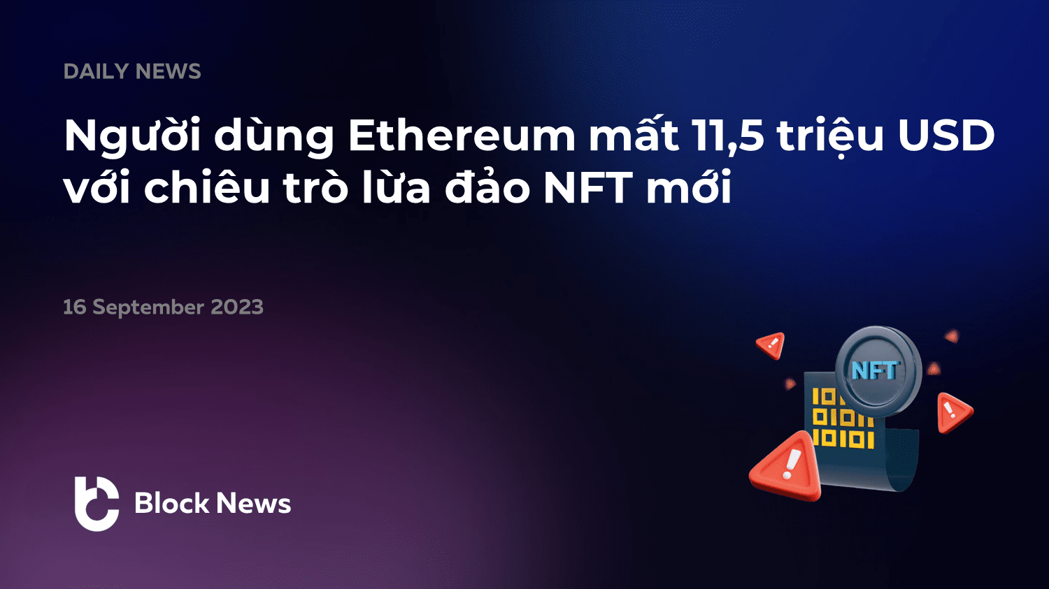 ⚠️ New NFT scam drained $11.5 million from Ethereum users. | HT ...