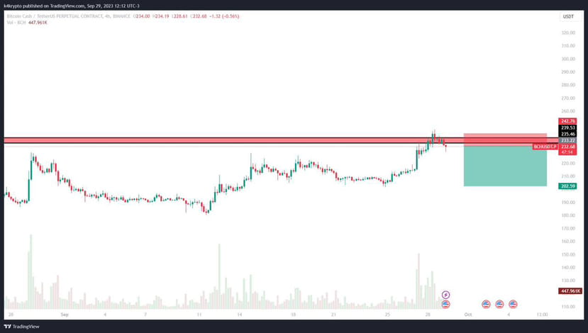 $BCH SELL SHORT LEVERAGE - 10X ENTRY: 233.30$ - 236.40 TA | IR Vlogger ...
