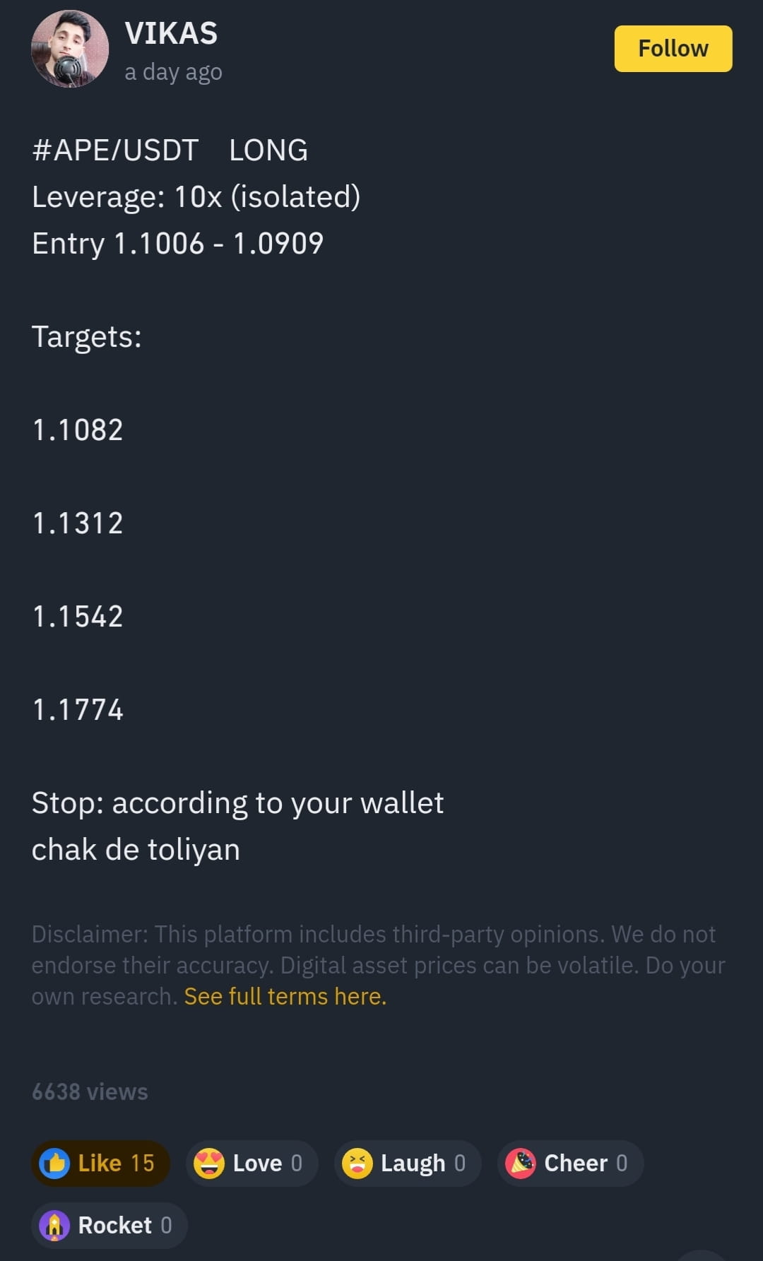 APE signal hit 3 target 🎉 #APE | VIKAS JANGRA on Binance Square