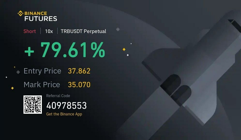 #TRB 80% profit with 10x 😝😝🤑 | Crypto Skull Signal on Binance Square