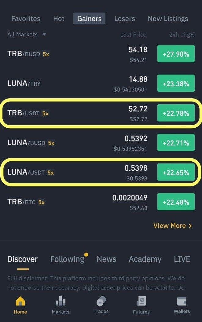 Our 2 calls $TRB & $LUNA are ruling on #Binance 🔥 🏻 Congr | CryptoAceHub_Minhasace on Binance Square