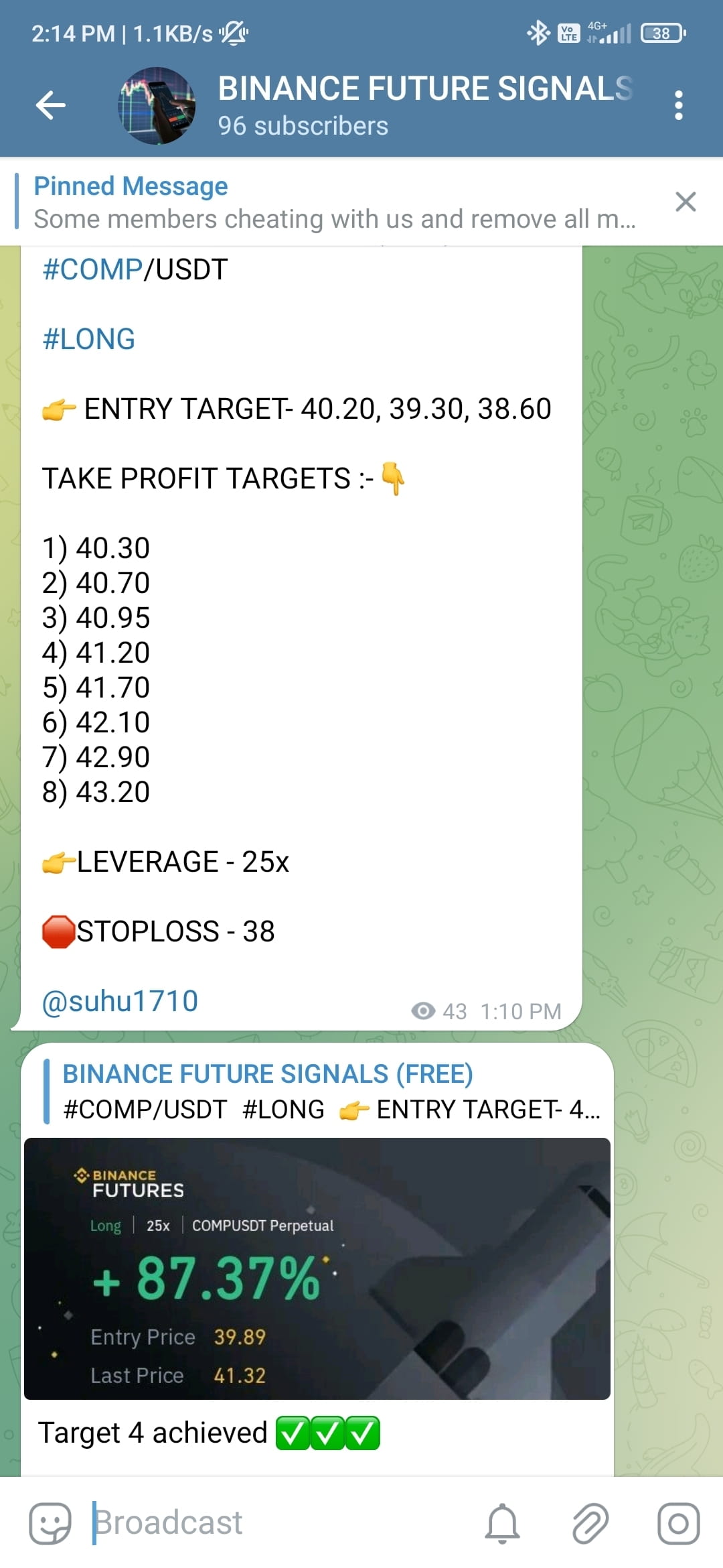 Target 4 achieved 87 % profit 🤑 time - 1 HOUR by @suh | BS trading on Binance Square