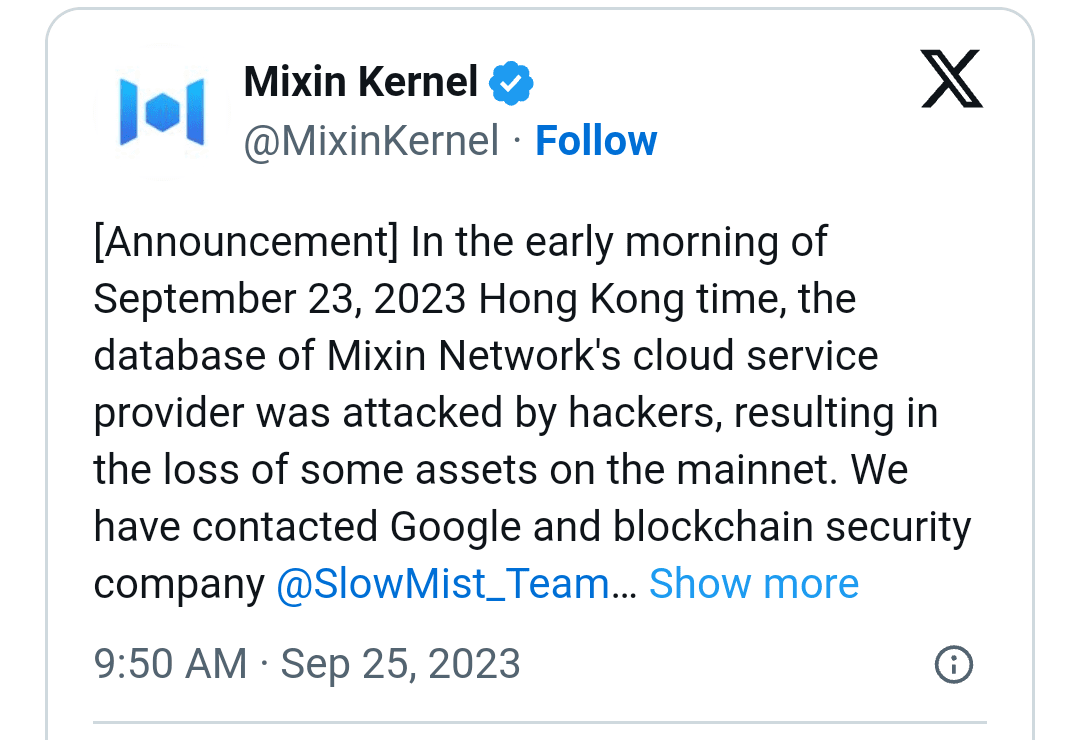 Mixin Network Faces $200 Million Loss in Attack, XIN Token P | BoringNetizen on Binance Square