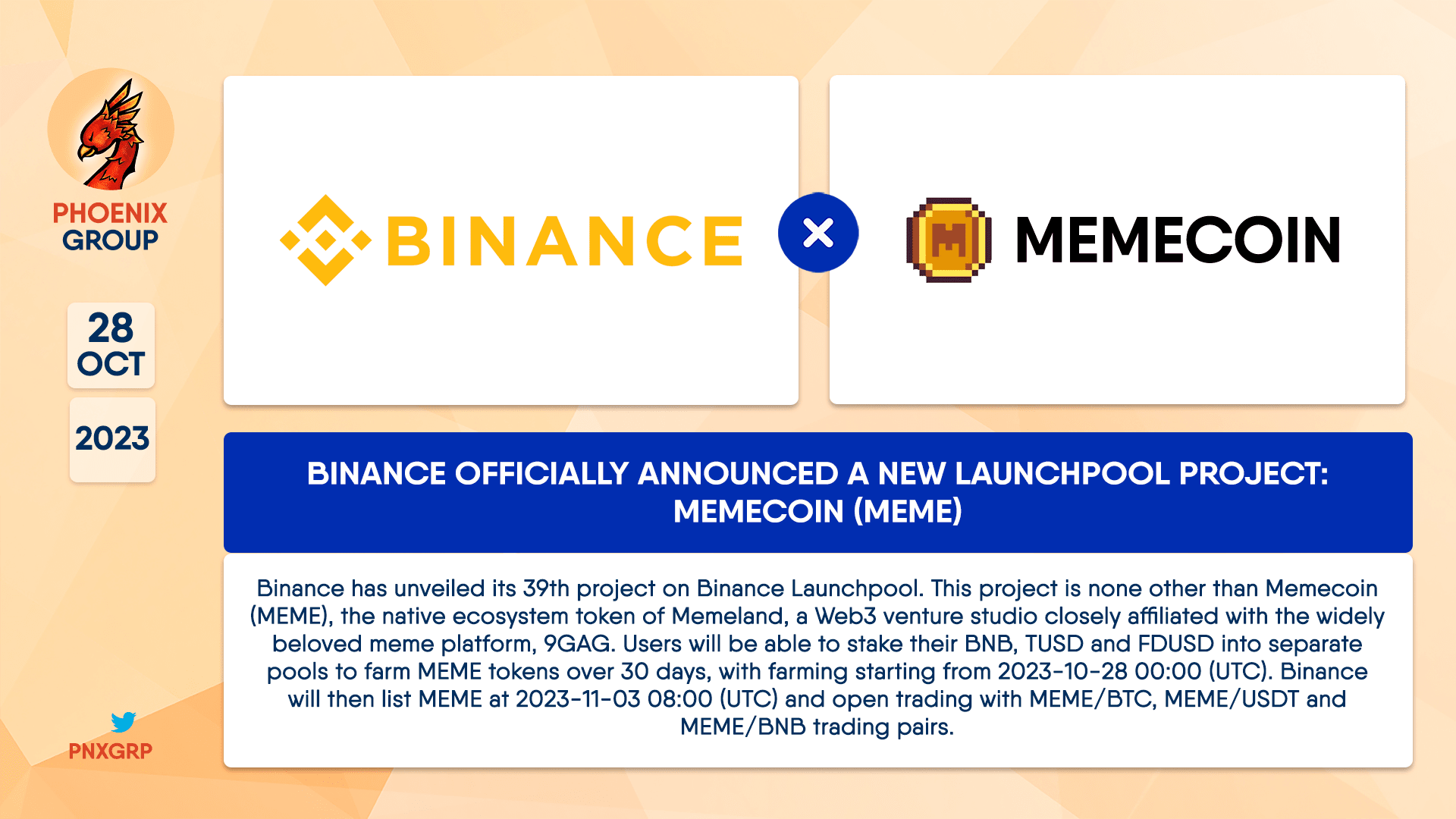 Binance officially announced a new Launchpool project: #Meme | Phoenix ...