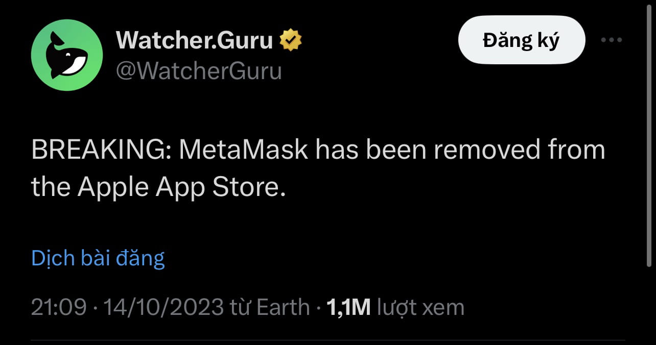 Metamask was removed from the Appstore, is it possible becau ...