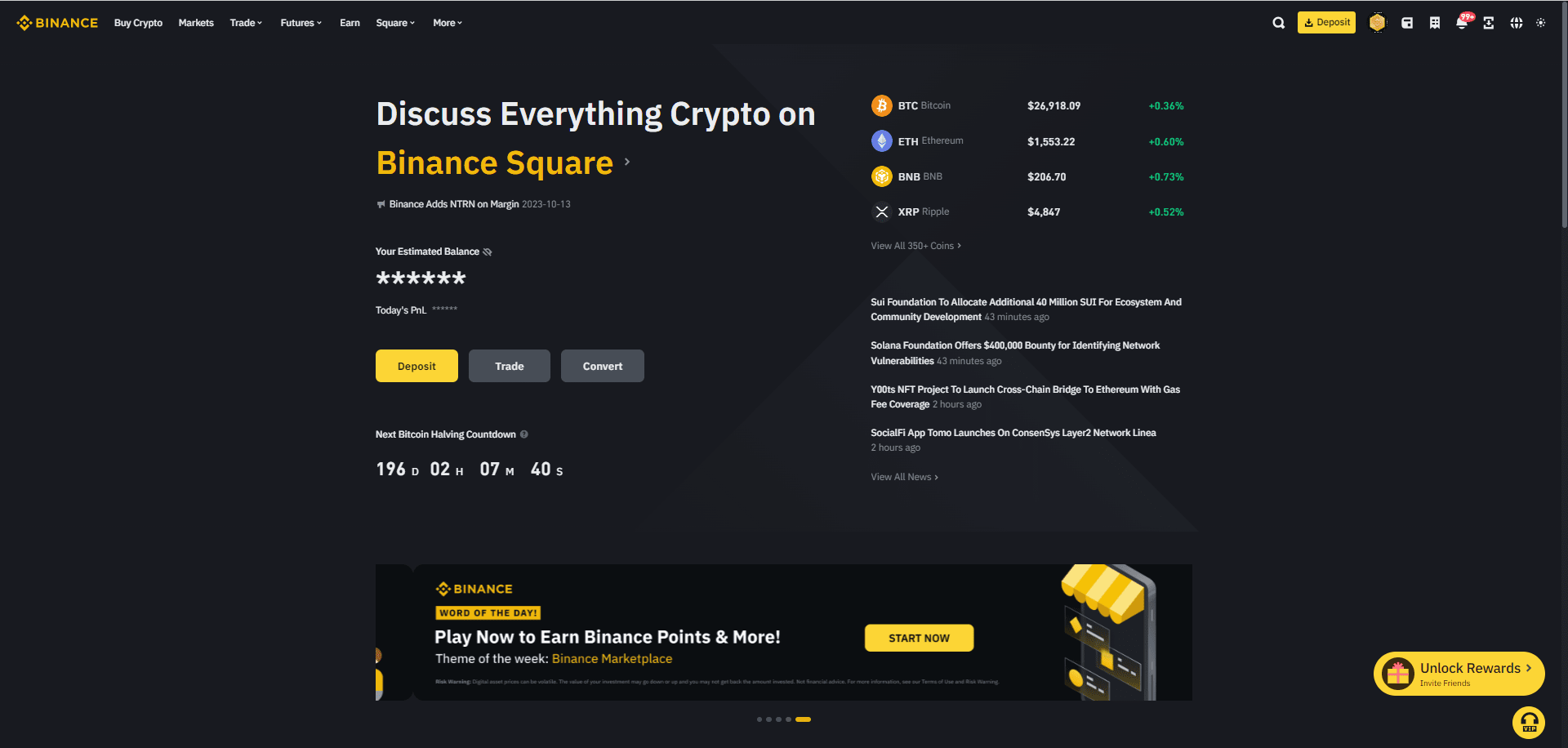 🔸Now you can see the Halving count on the Binance main page ...