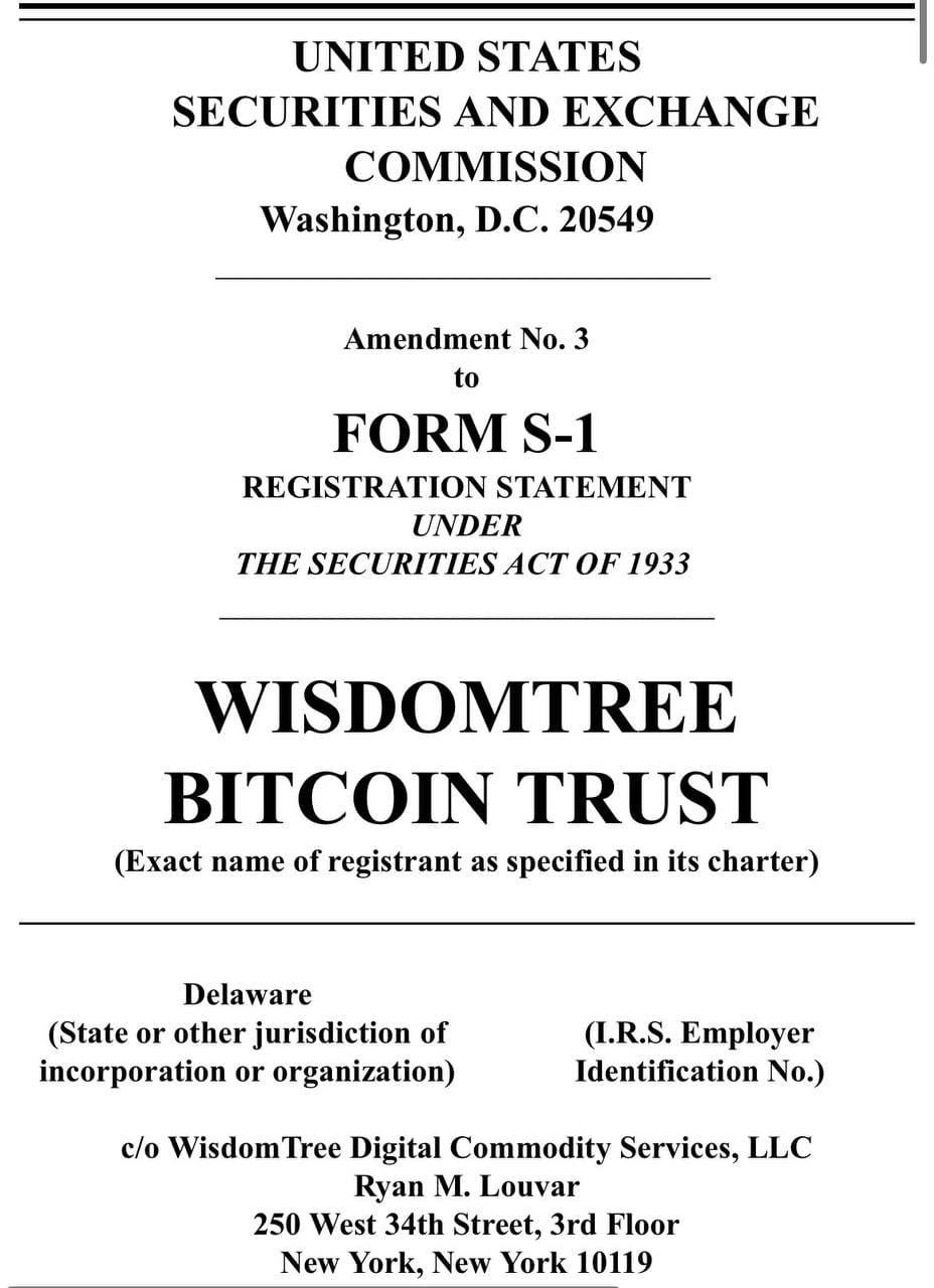 🪙 WisdomTree has submitted a revised spot Bitcoin ETF | Techandtips123 ...