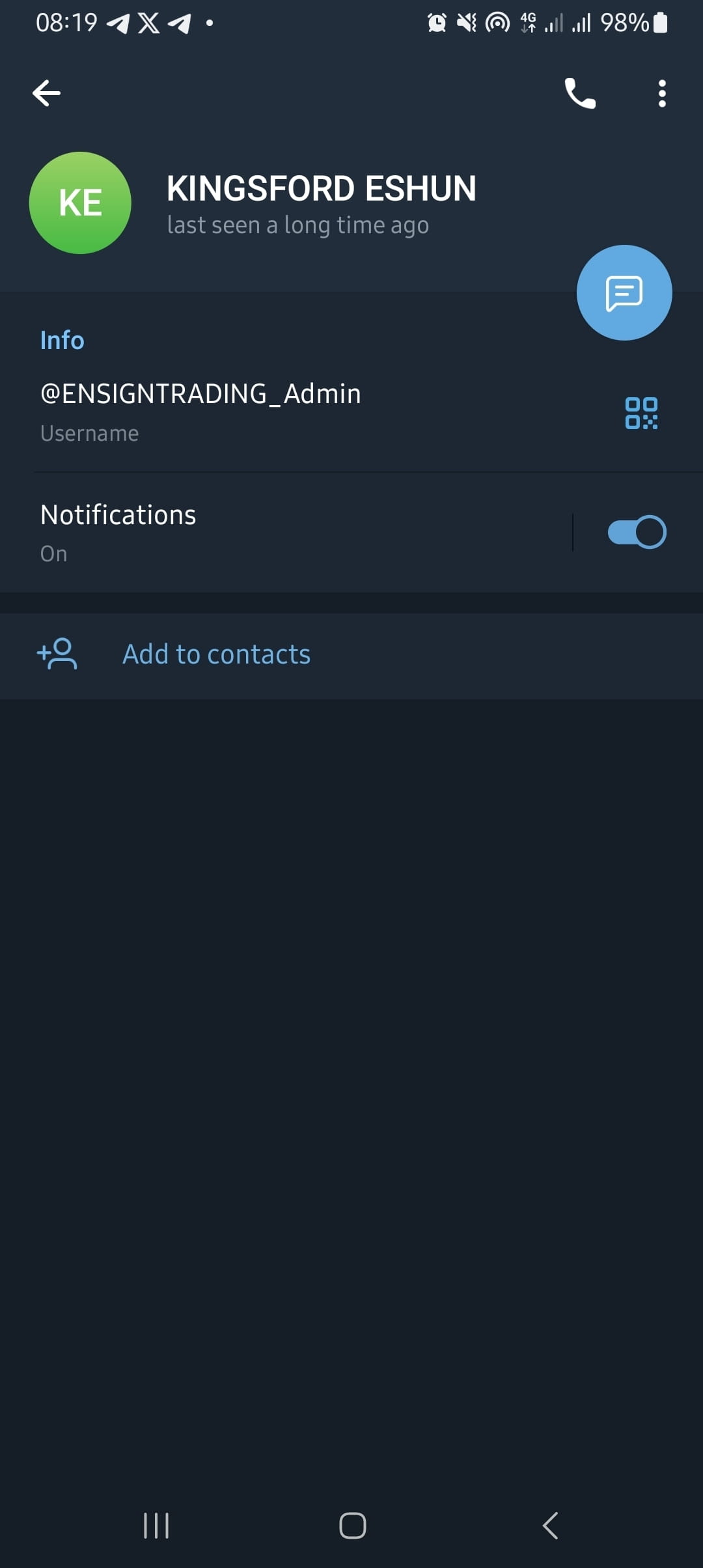 Beware of This Fake Admin.... Fake Account in my Name on t | ENSIGN ...