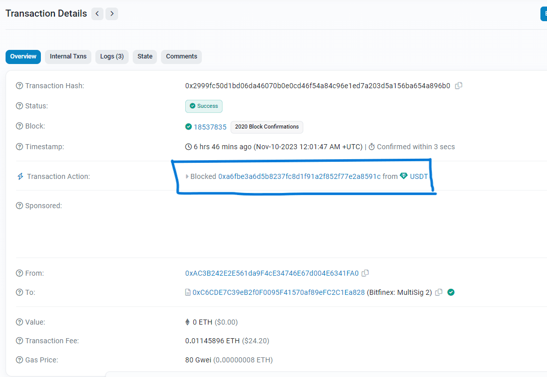 ️ Frozen Fortunes: Three #USDT Addresses Locked in Crypto | EyeOnChain ...