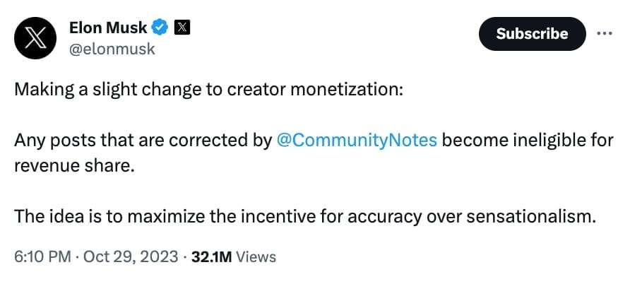 💬 Elon Musk says posts busted by Community Notes won’t earn ...
