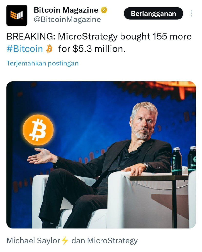 MicroStrategy again purchased 155 Bitcoins worth $5.3 millio | Crypto Exist on Binance Square