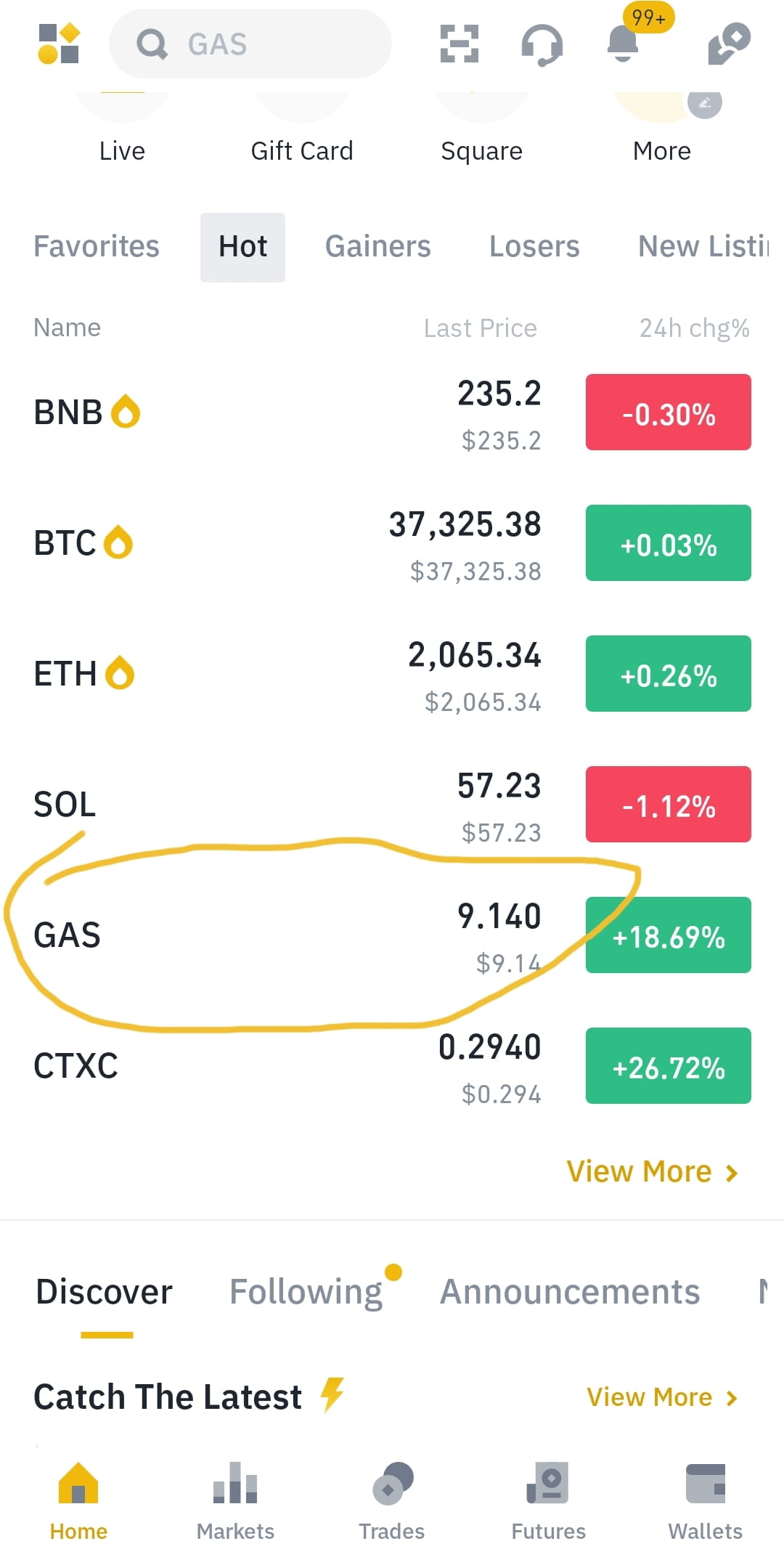 GAS is on the list of Hot Coins. Trade wisely and avoid gre | Kasonso ...