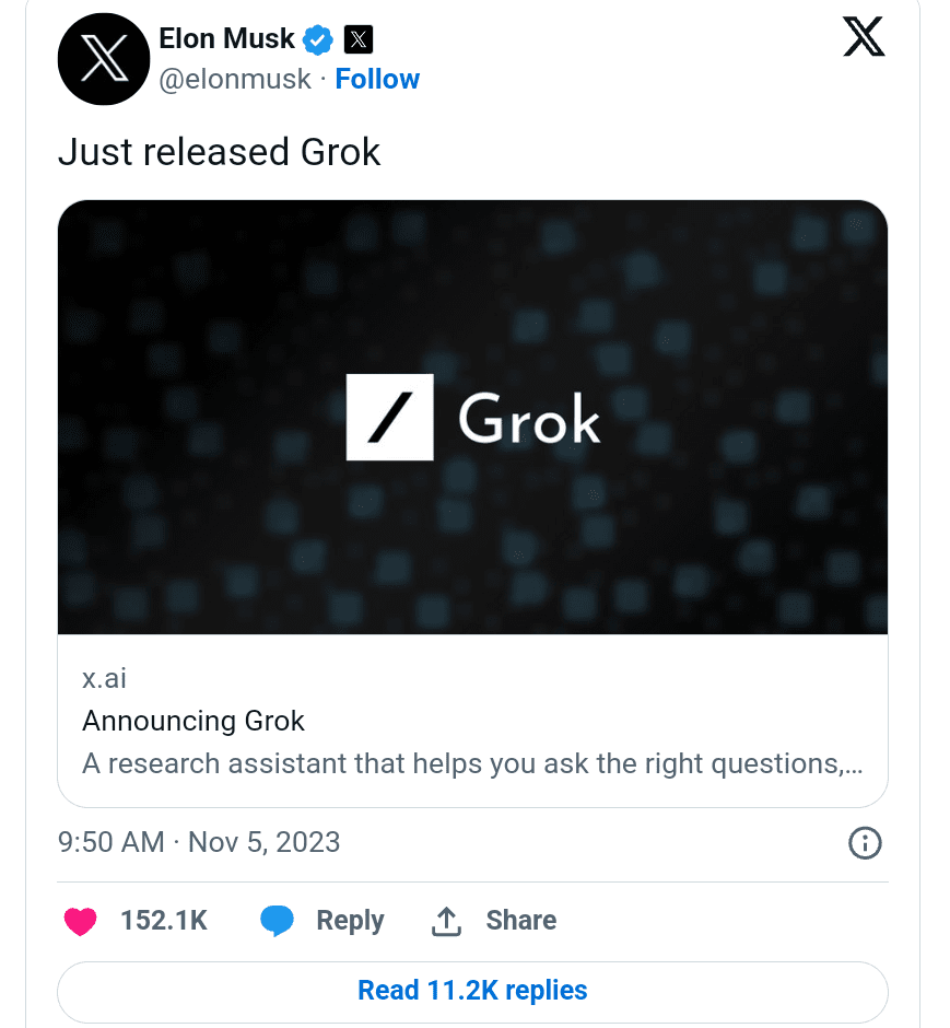 GROK Memecoin, lấy cảm hứng từ Dự án AI của Elon Musk, giảm mạnh 74% ...