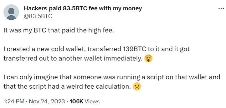 ⚡ A Bitcoin user claims a hacker stole over 139 BTC from the | Smarts ...