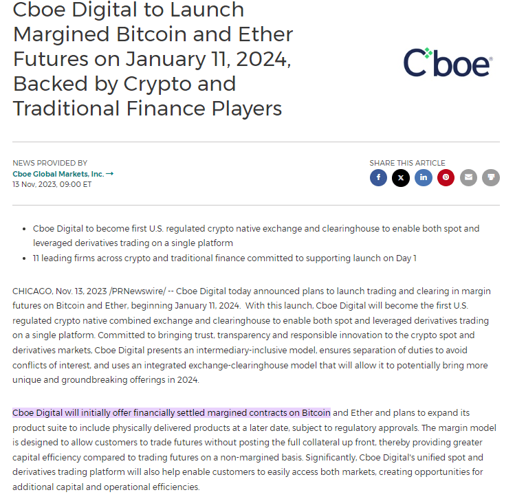 🤑💥EXCLUSIVE💥🤑 Cboe to launch margined bitcoin and ether | Ismeidy on Binance Square