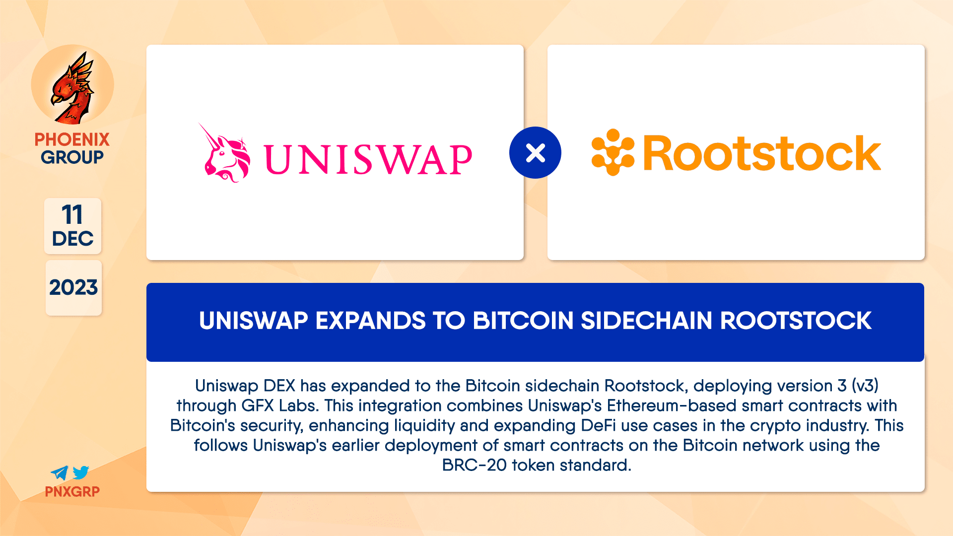 Uniswap s'étend à Bitcoin Sidechain #Rootstock #Uniswap DE | Phoenix Group sur Binance Square