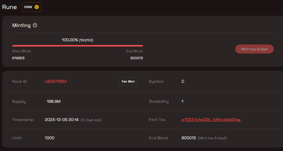The COOK project team, the leader of BTC chain runes, announ | 开比特说 on ...
