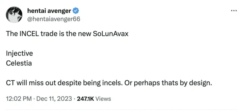 Recently, "InCel" entries have frequently appeared in the en | Crypto ...