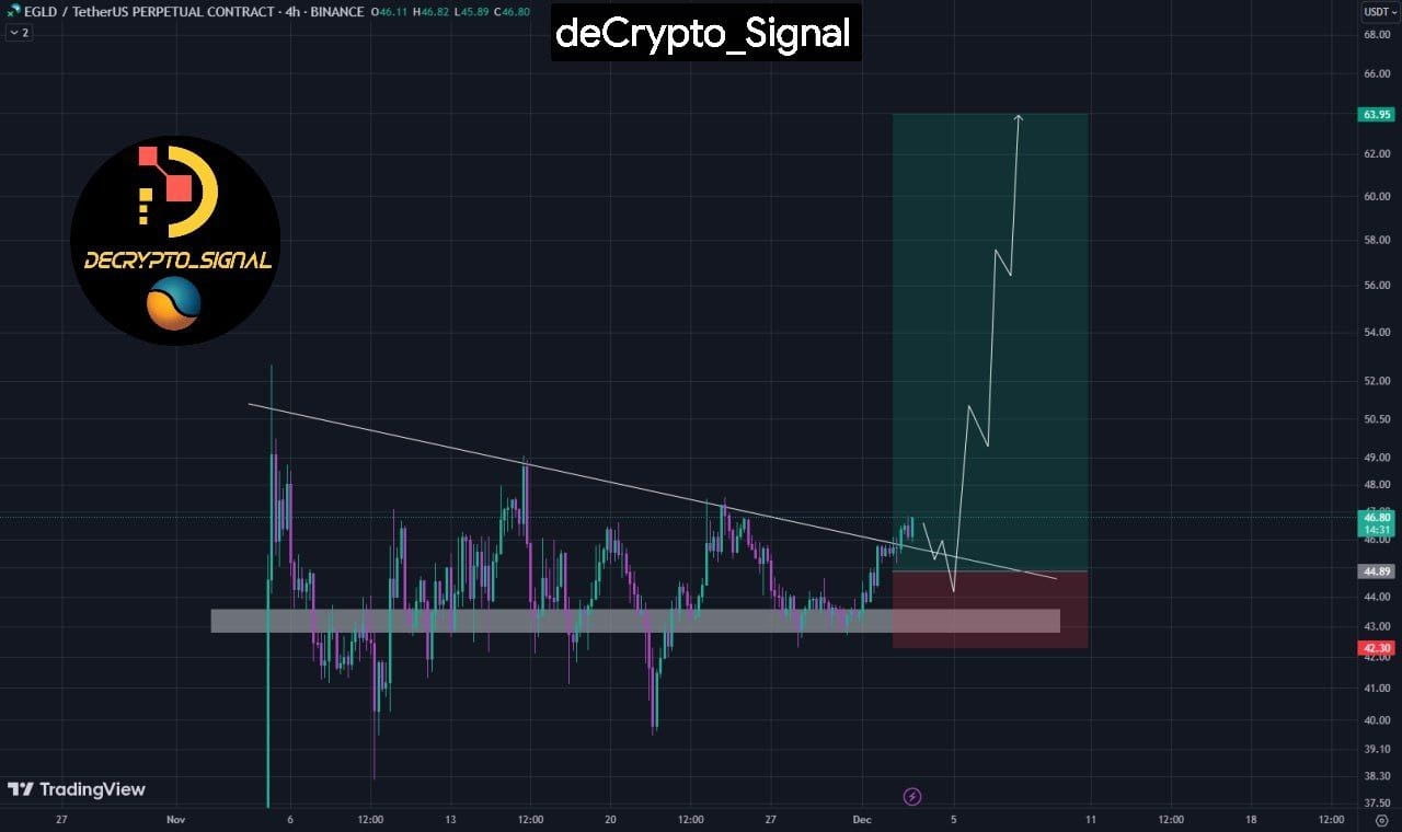 Pair: $EGLD/USDT Direction: ⬆️LONG Leverage : 3X - 5X ENT | deCrypto_Signal on Binance Square
