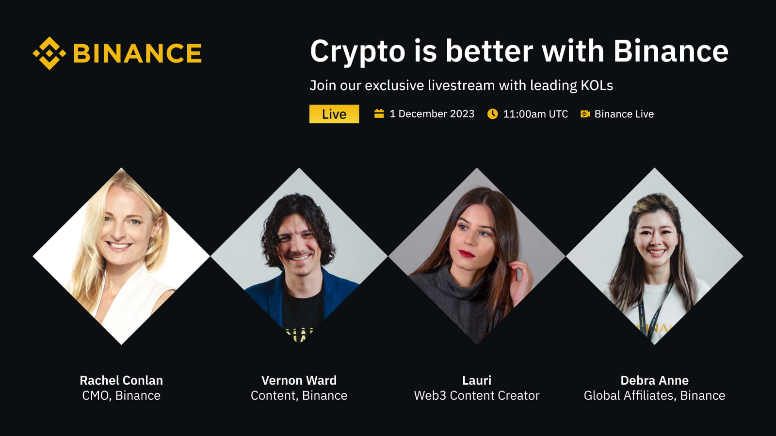 Join us on #Binance Live with Rachel Conlan, our CMO, and th | Binance ...