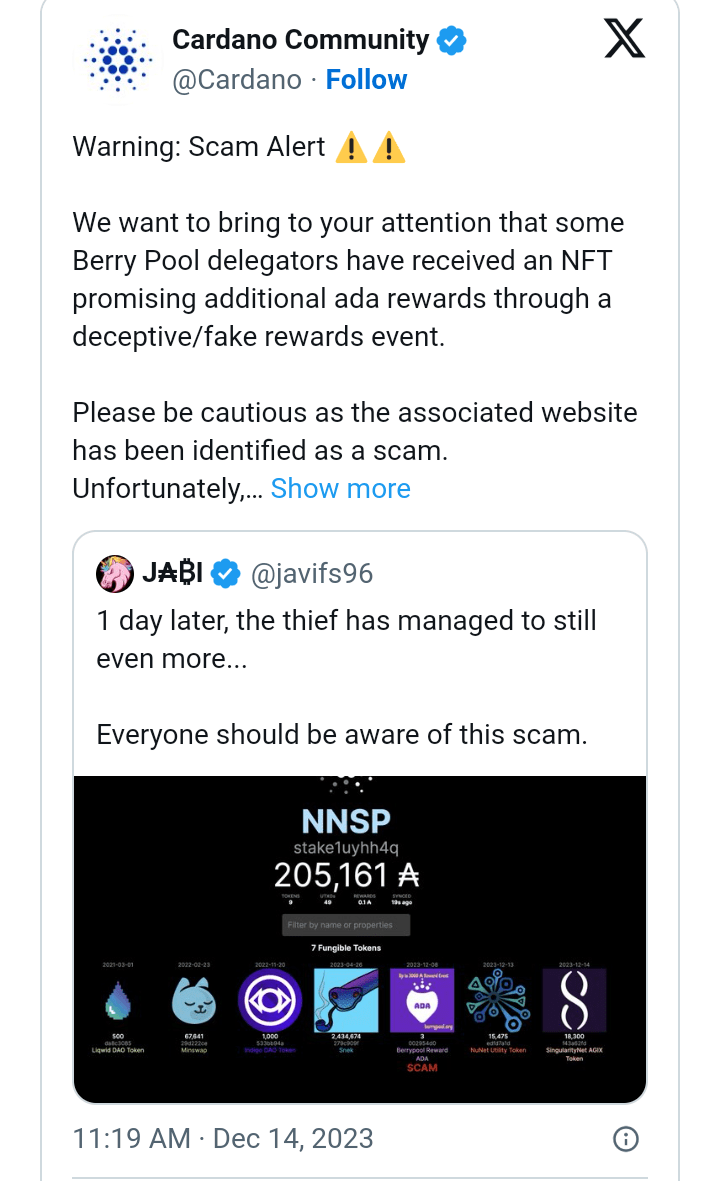 Cardano (ADA) Holders: Beware of Fake Rewards Scam! Urgent ...