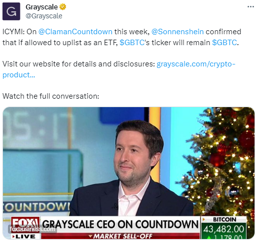 **Breaking News:** 📈 Grayscale CEO Michael Sonnenshein stat | Crypto-D ...