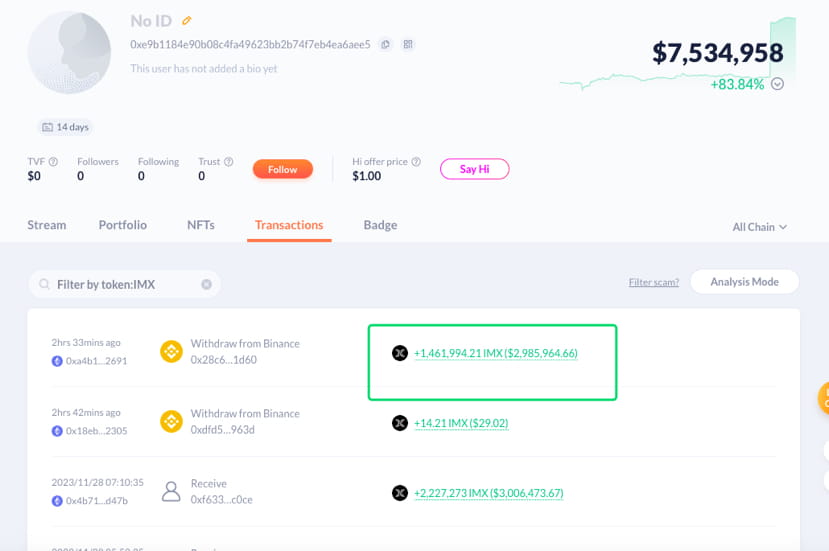 2 hours ago, 3 addresses withdrew 4,295,203 $IMX ($8.762M) f | 签到 on ...