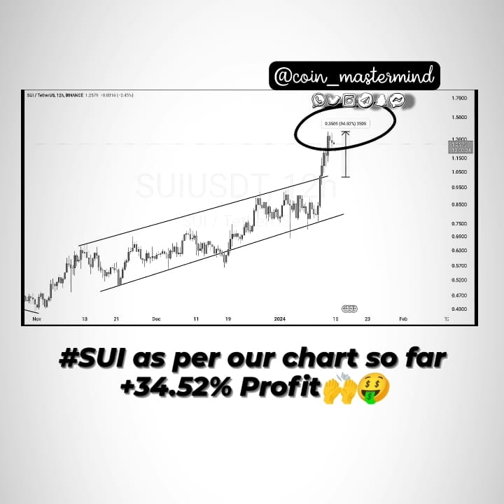 #SUI as per our chart so far +34.52% Profit🙌🤑 $SUI Tradi | Coin ...