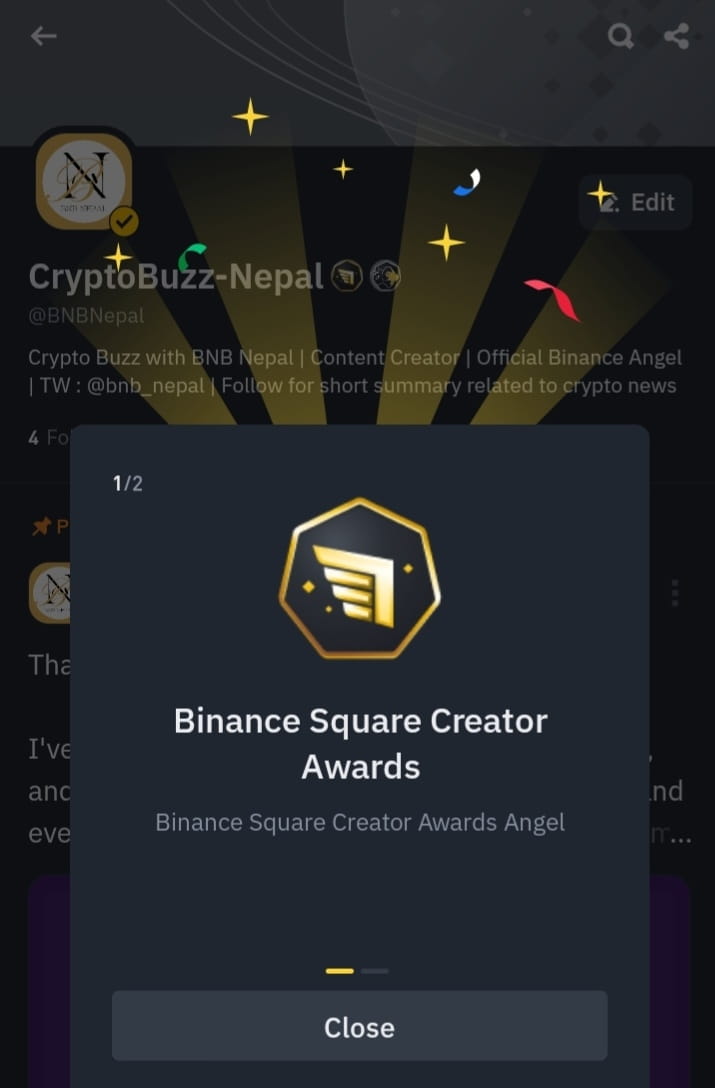 It's an honour to receive #BinanceSquare Creator Awards Ange | CryptoBuzz-Nepal on Binance Square