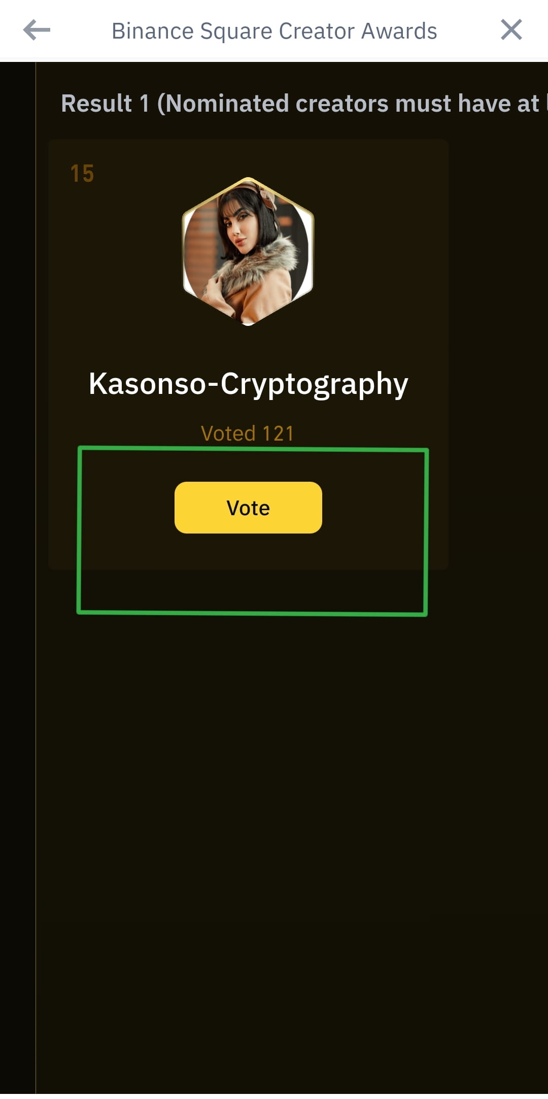 Guys, we are very near to being in the Top 10, please Vote H | Kasonso-Cryptography on Binance ...