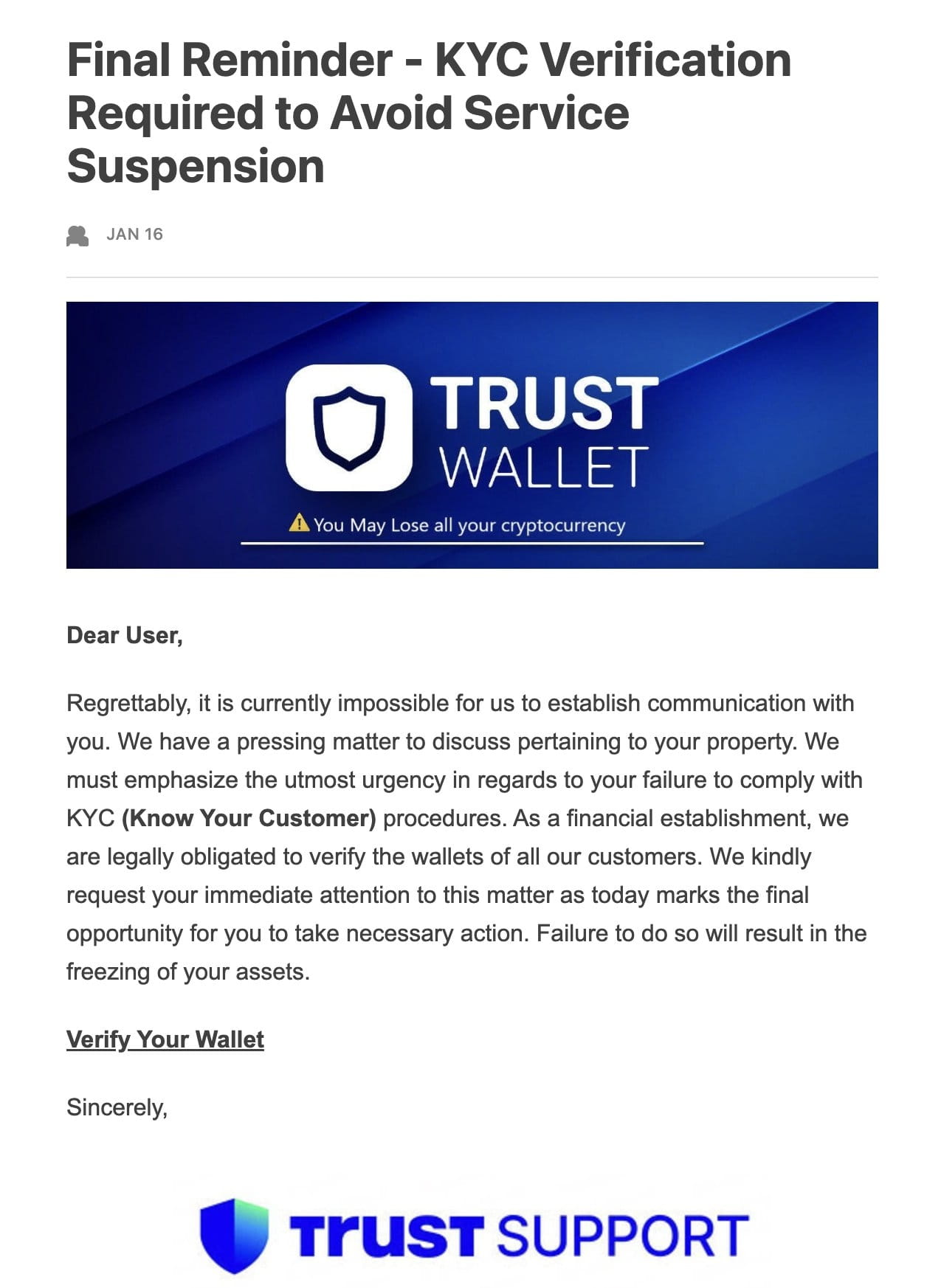⚠️🚨 SCAM ALERT: Beware of fraudulent KYC requests for Trust ...