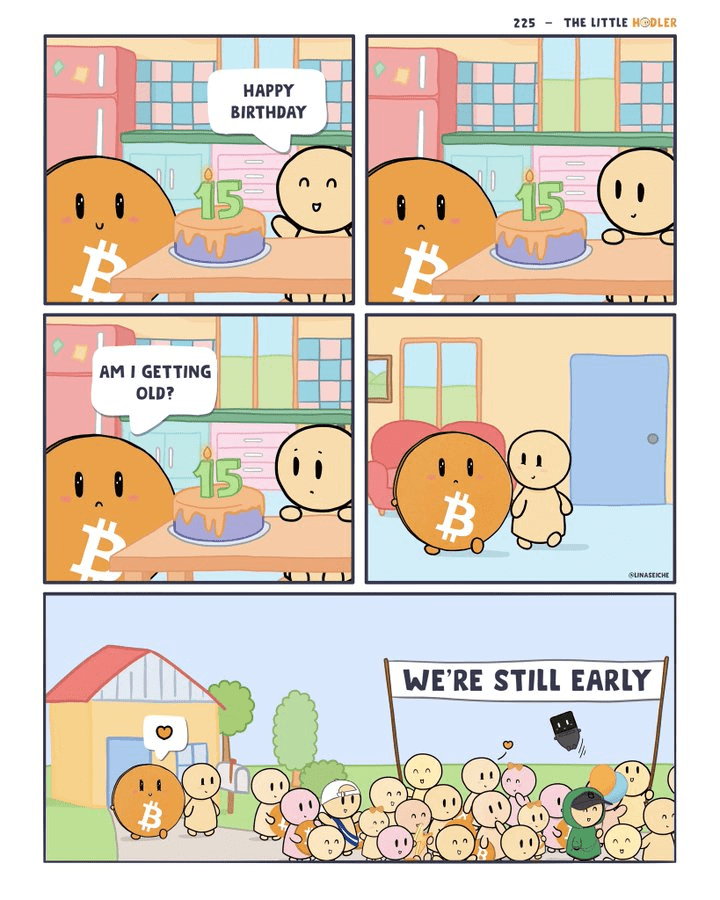 Happy birthday $btc We´re still early! Comic from Lina Seic ...